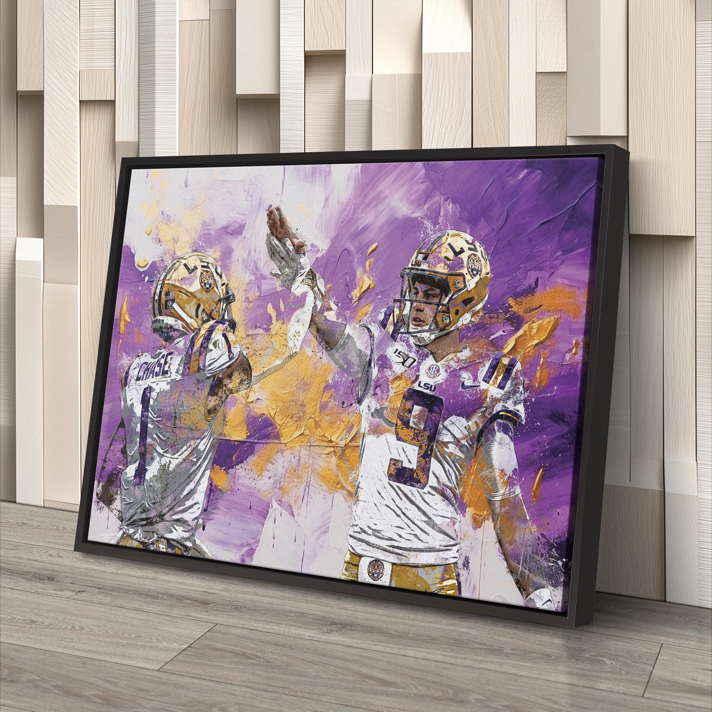 Joe Burrow Ja'marr Chase Poster LSU Abstract Painting Canvas Wall Art ...