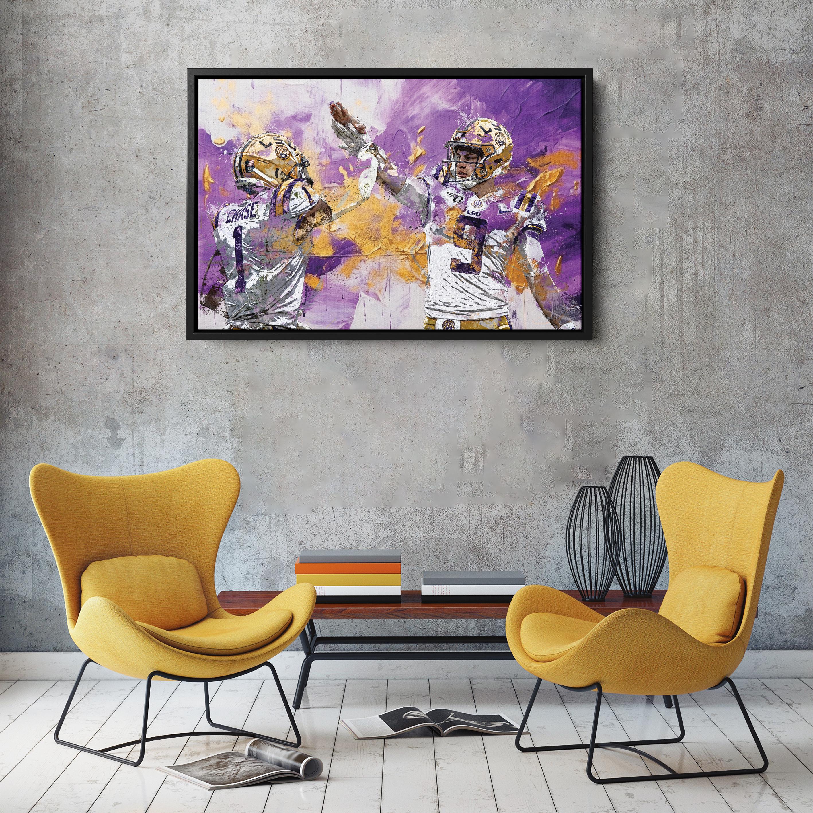 Joe Burrow Ja'marr Chase Poster LSU Abstract Painting Canvas Wall Art ...