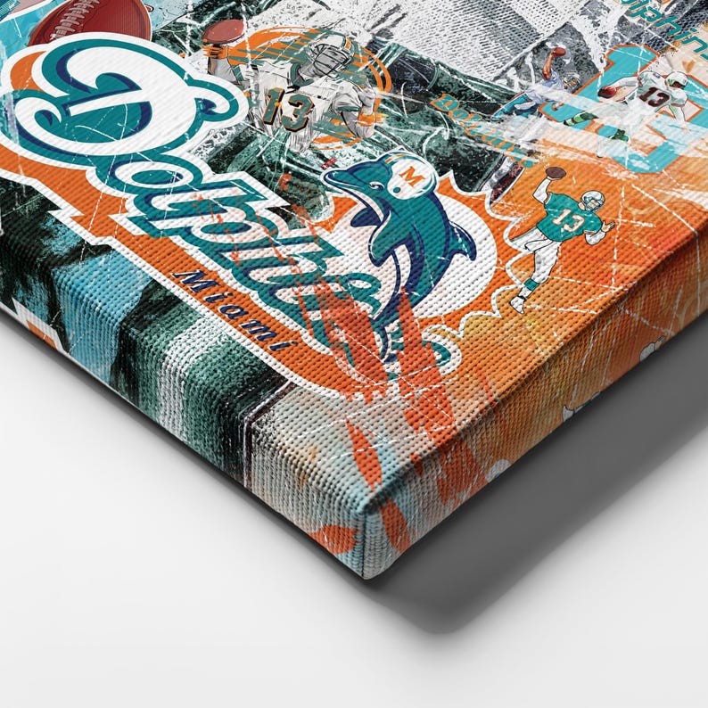 Dan Marino Miami Dolphins Pop Art Canvas – Vibrant NFL Wall Print ...