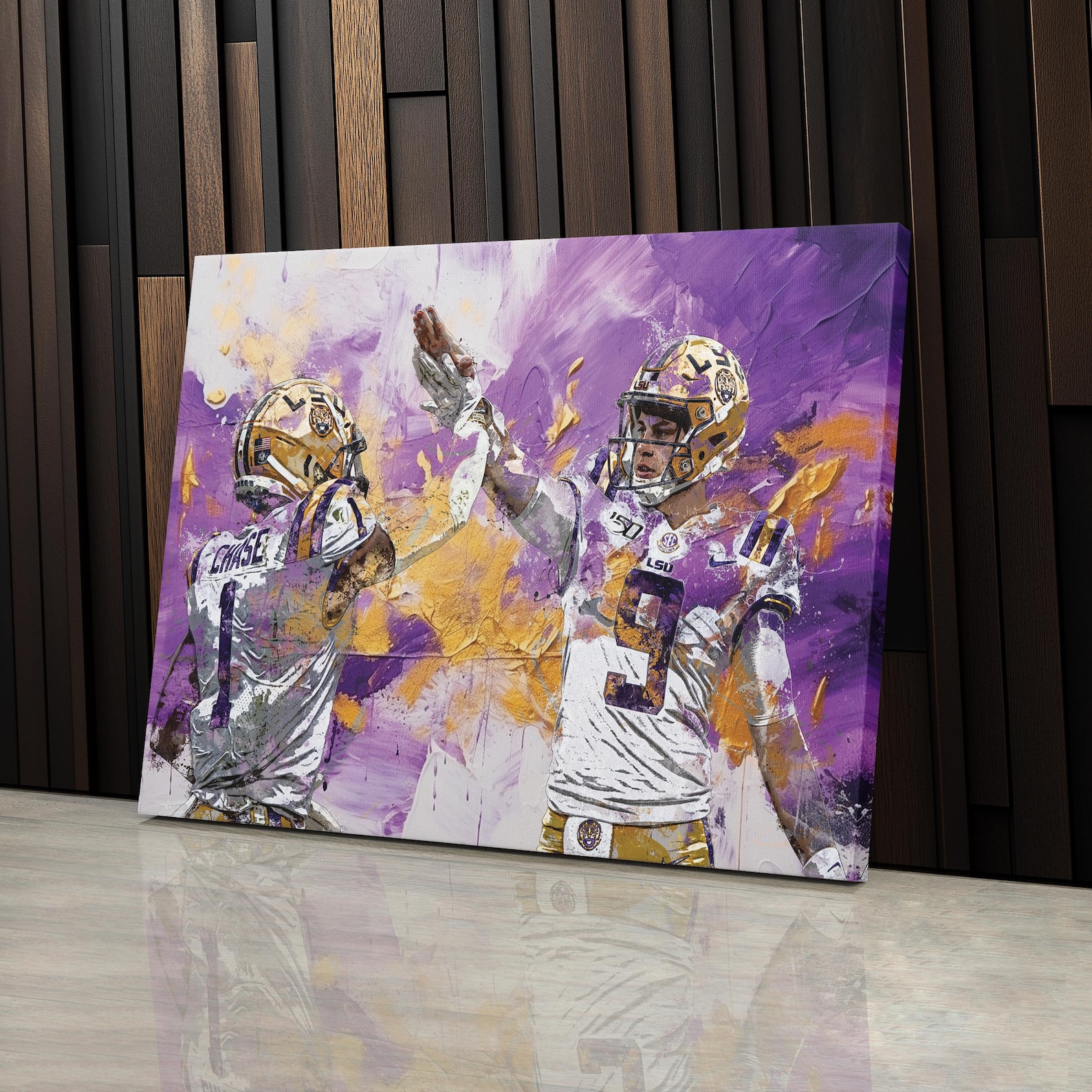 Joe Burrow Ja'marr Chase Poster LSU Abstract Painting Canvas Wall Art ...