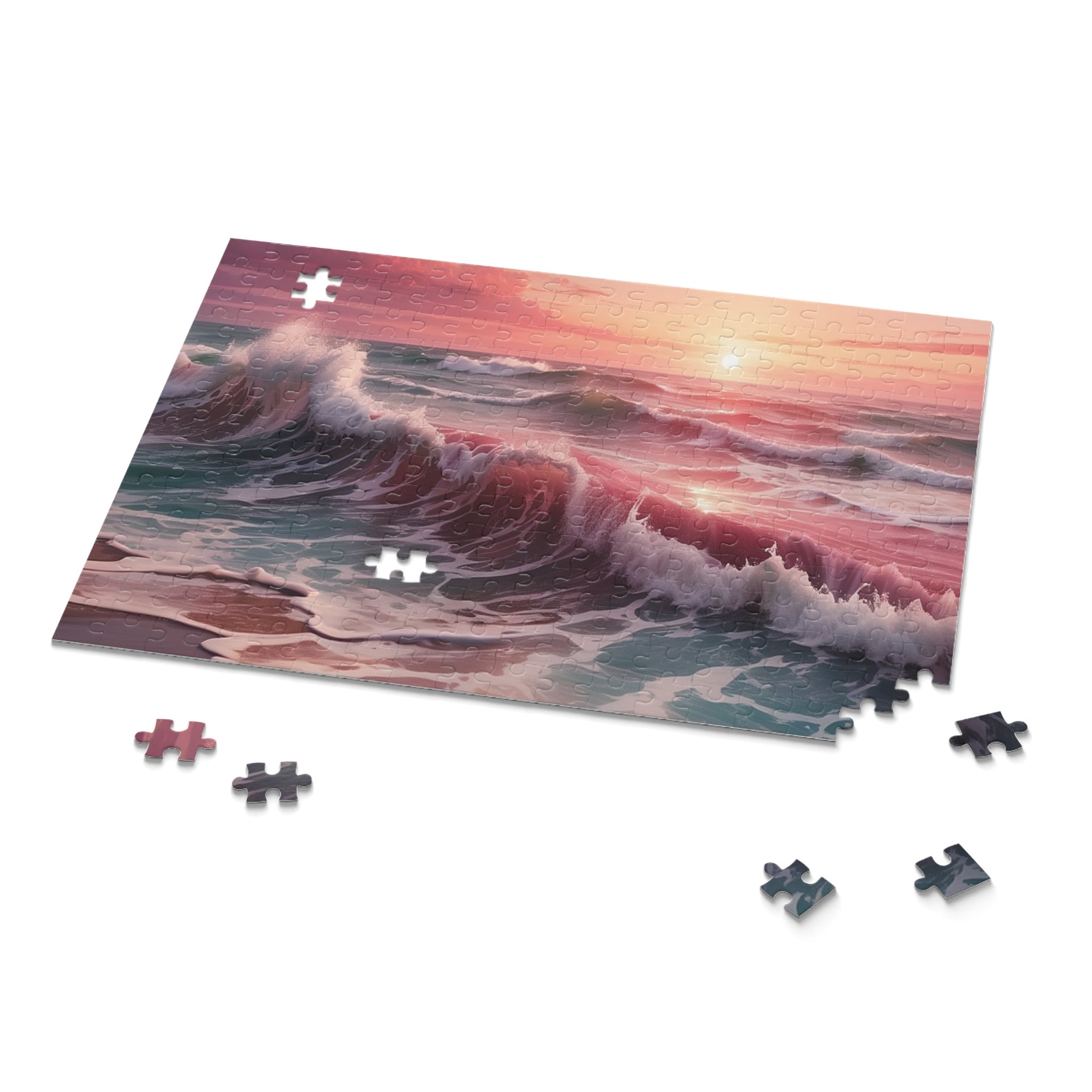 Coastal Sunset Puzzle. Roaring Waves, Golden Sunsets, Puzzlemagic ...