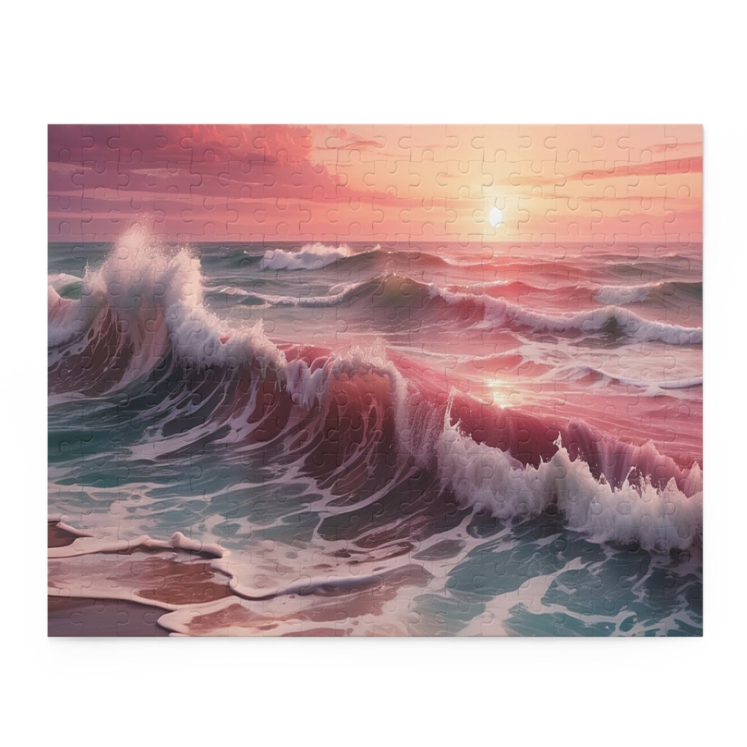 Coastal Sunset Puzzle. Roaring Waves, Golden Sunsets, Puzzlemagic ...