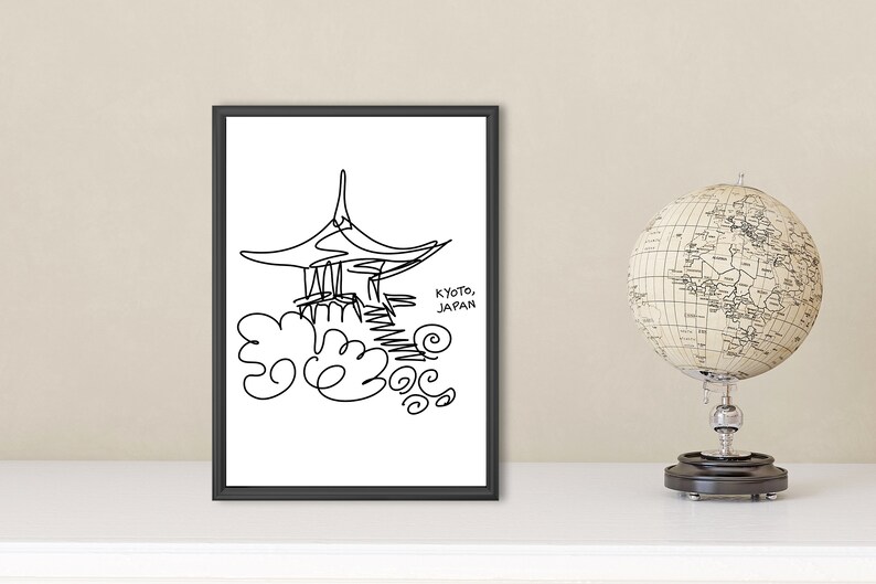 Poster Kyoto Japan, Minimalist Drawing, Poster in A3, A4 and A5 to ...