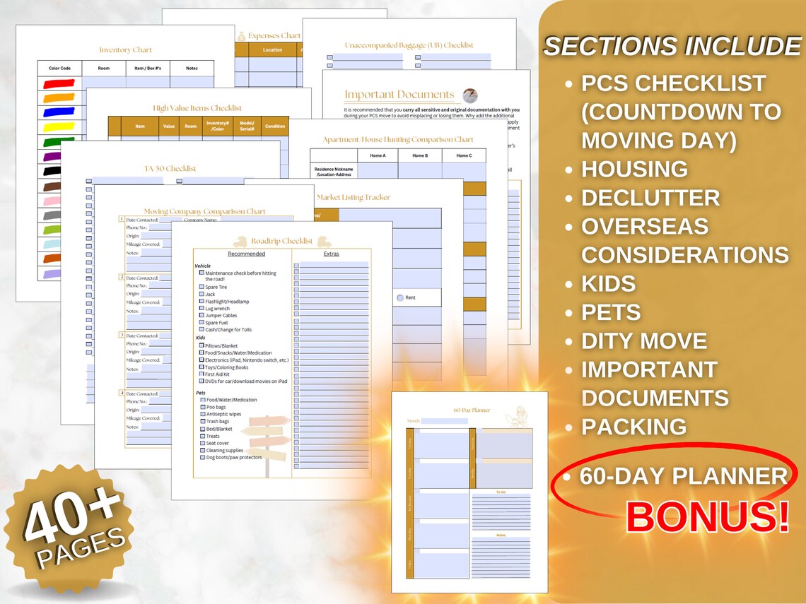 PCS Binder Printable | Military Move Planning PDF | PCS Checklist ...