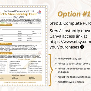 PTA PTO Volunteer Membership Sign up Form | Back to School Registration ...