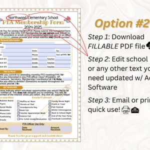 PTA PTO Volunteer Membership Sign up Form | Back to School Registration ...