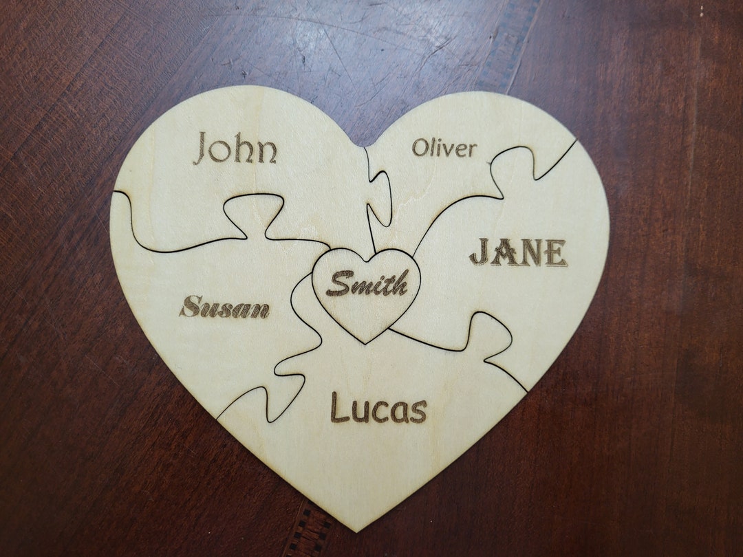 Personalized Family Heart Puzzle - Etsy