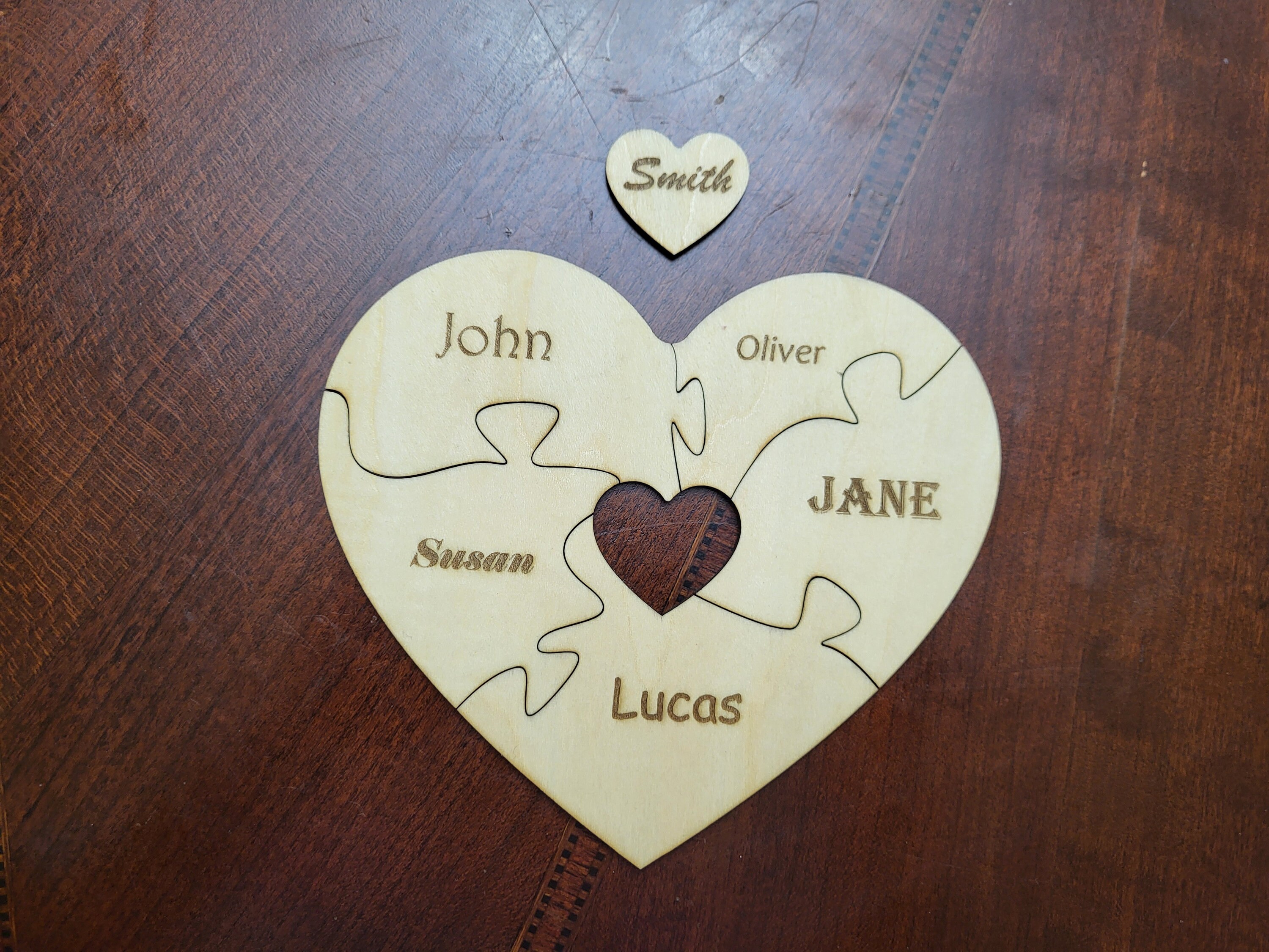 Personalized Family Heart Puzzle - Etsy