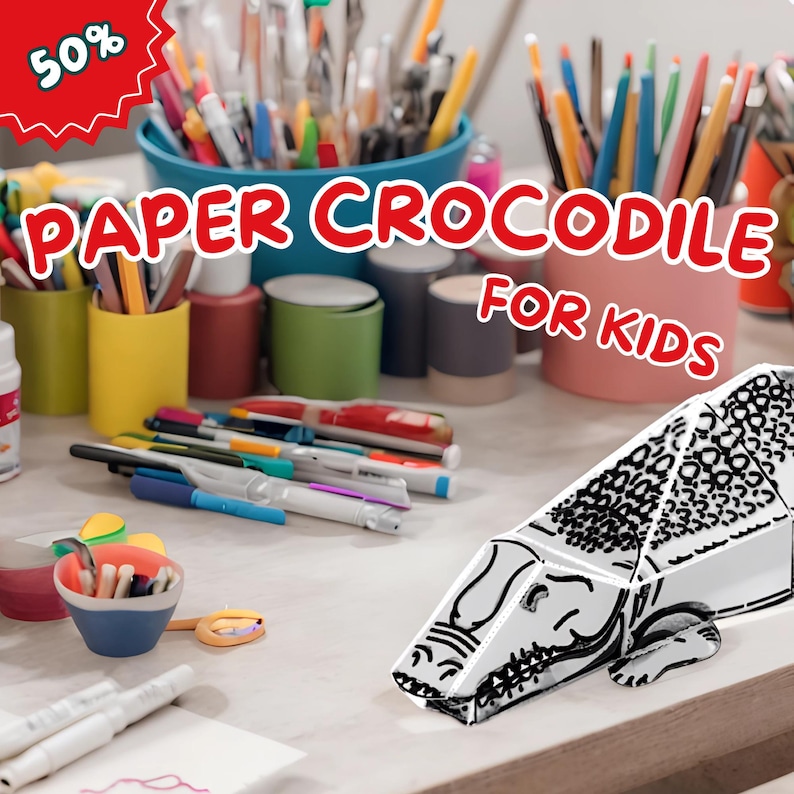 Paper Crocodile Printable Craft Activity for Kids, Digital Download ...