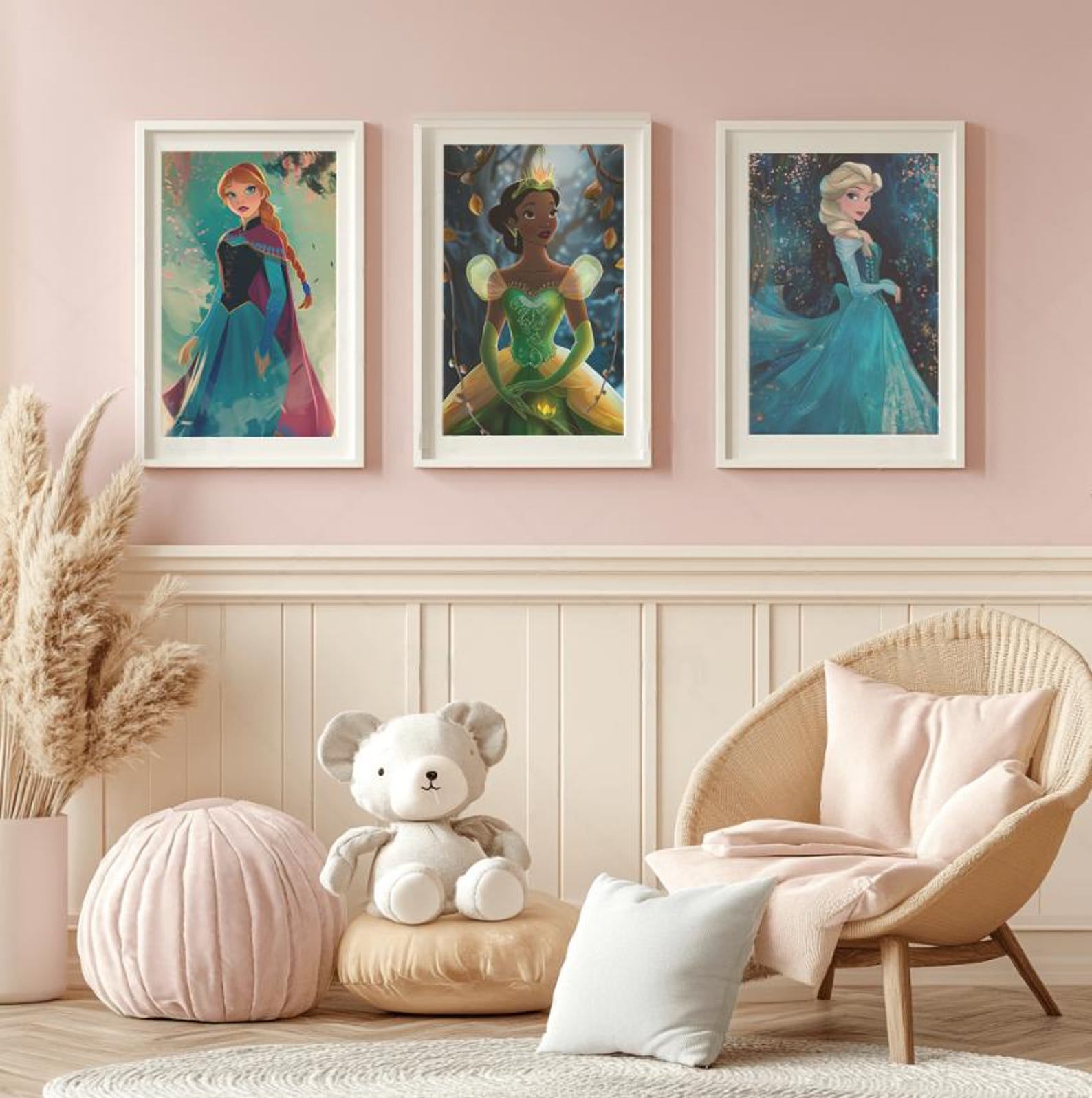 6 Digital Princess Wall Art Set 2º, Fairytale Art, Wall Decor, Kids ...