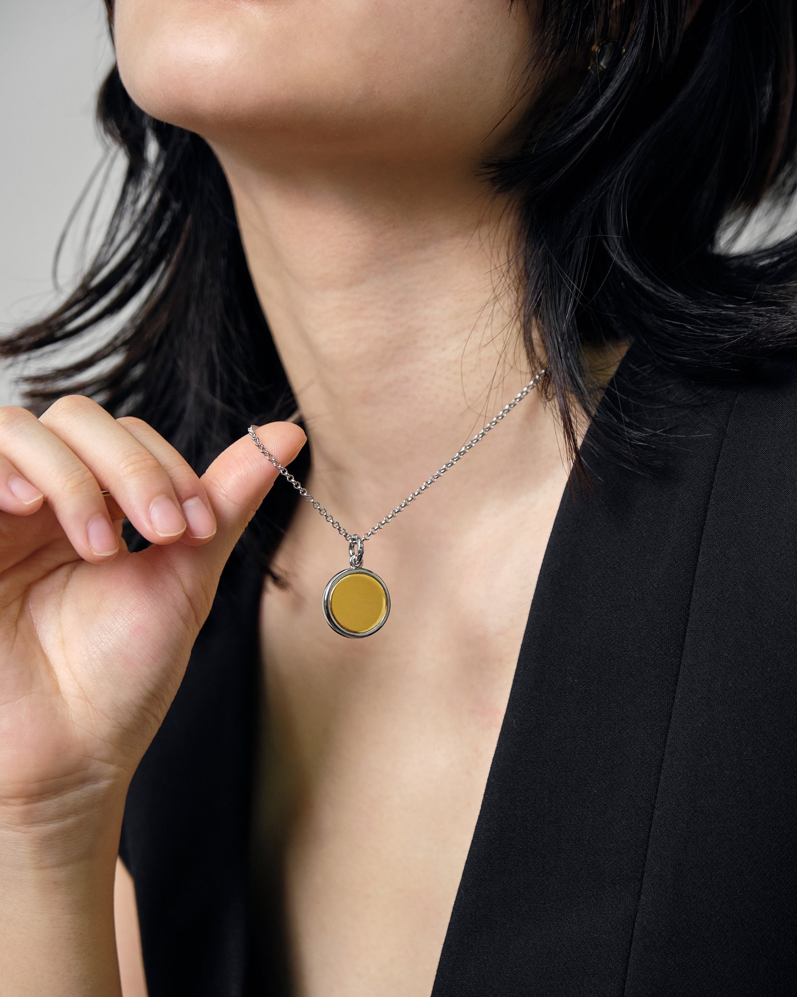 Two-tone Coin Pendant Necklace: Mixed Metal Medallion - Etsy