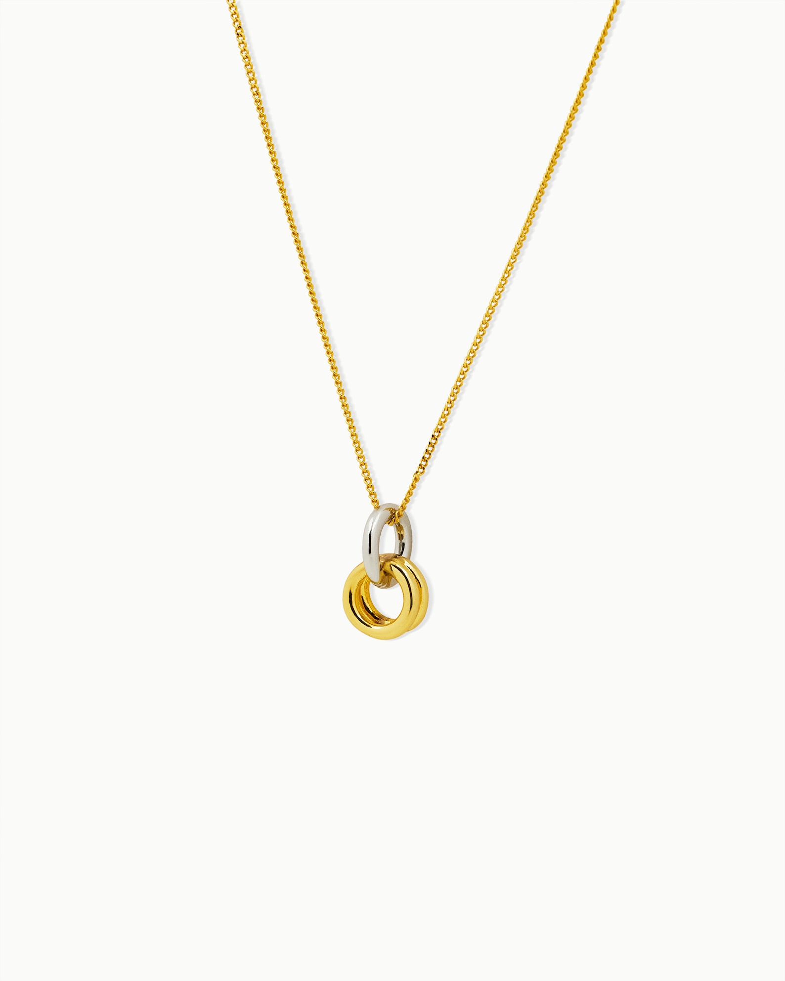 Two Tone Link Pendant Necklace • Mixed Metal Dainty Pendant Necklace ...