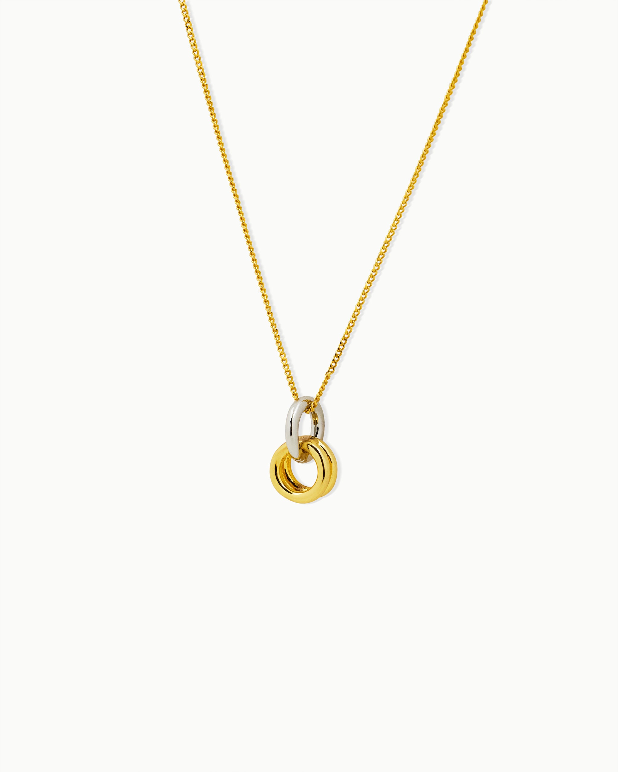 Two Tone Link Pendant Necklace • Mixed Metal Dainty Pendant Necklace ...