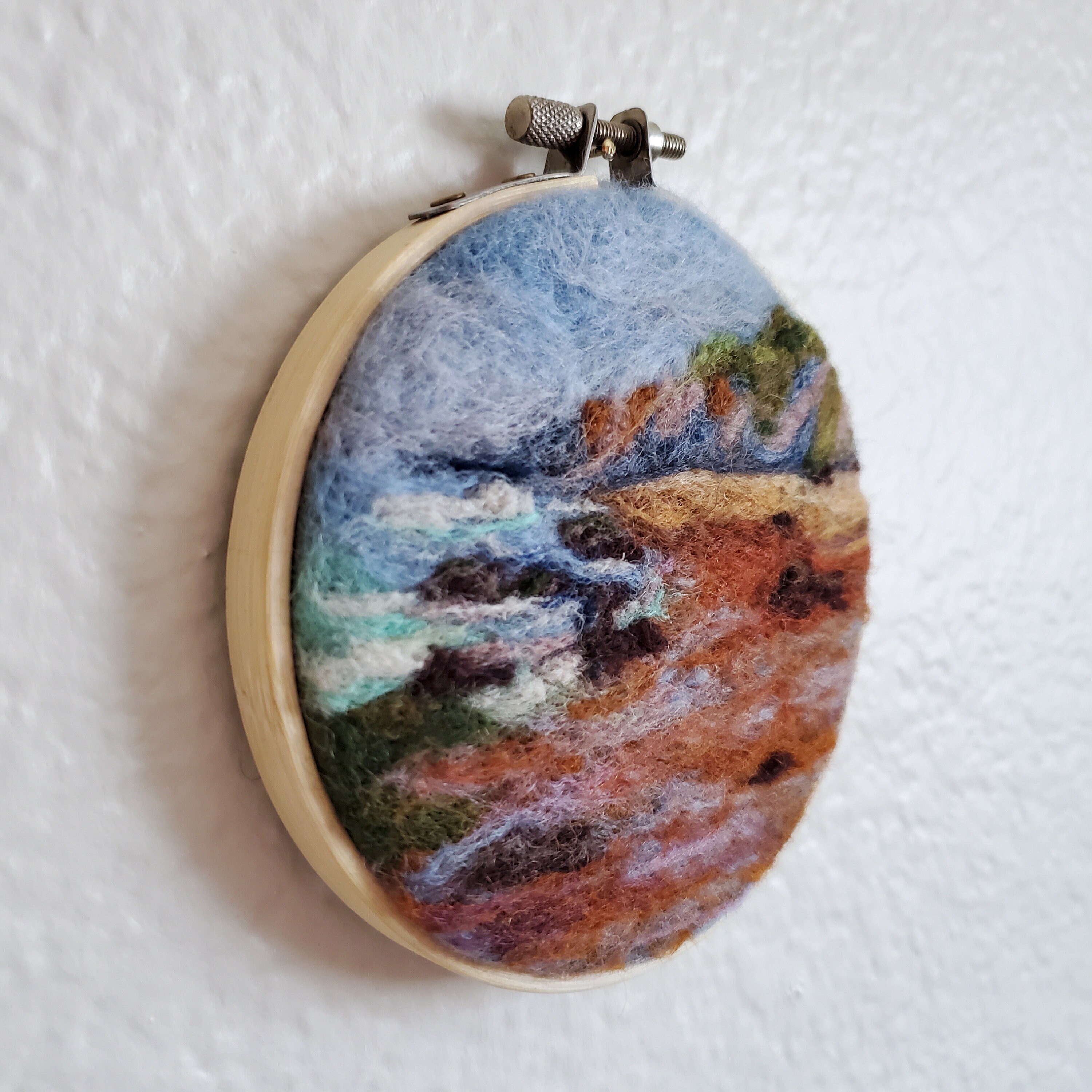 Coastal Beach Landscape, Wool Art, Needle Felted Painting in 4x4 ...