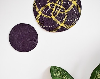 Handwoven Toquilla Straw Wall Decor Set: Bohemian Tapestry - Etsy