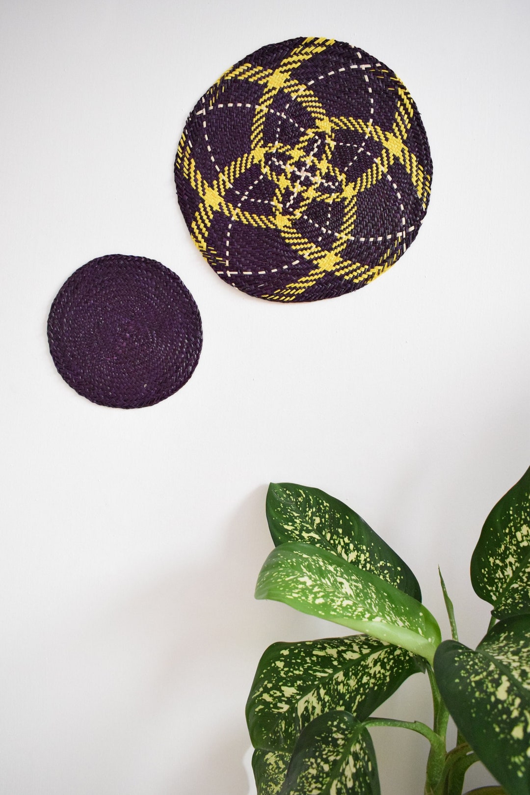 Handwoven Toquilla Straw Wall Decor Set: Bohemian Tapestry - Etsy