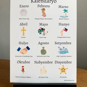 Filipino Months of the Year Calendar (tagalog) for Children, Adults ...
