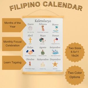 Filipino Months of the Year Calendar (tagalog) for Children, Adults ...