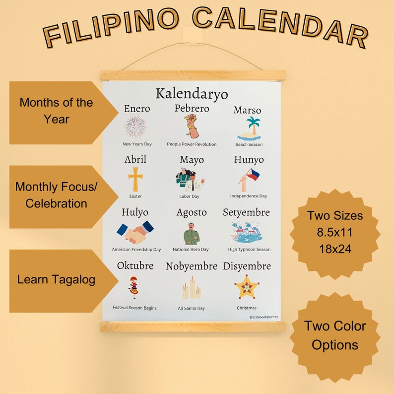 Filipino Months of the Year Calendar tagalog for Children, Adults ...