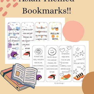 Printable Bookmarks for Children or Adults, Color You Own, Asian ...