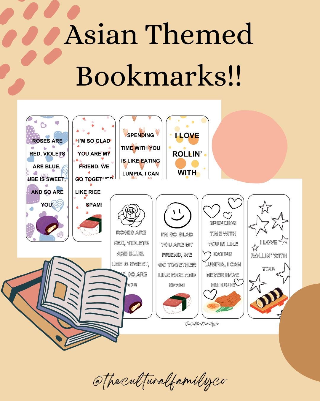 Printable Bookmarks for Children or Adults, Color You Own, Asian ...