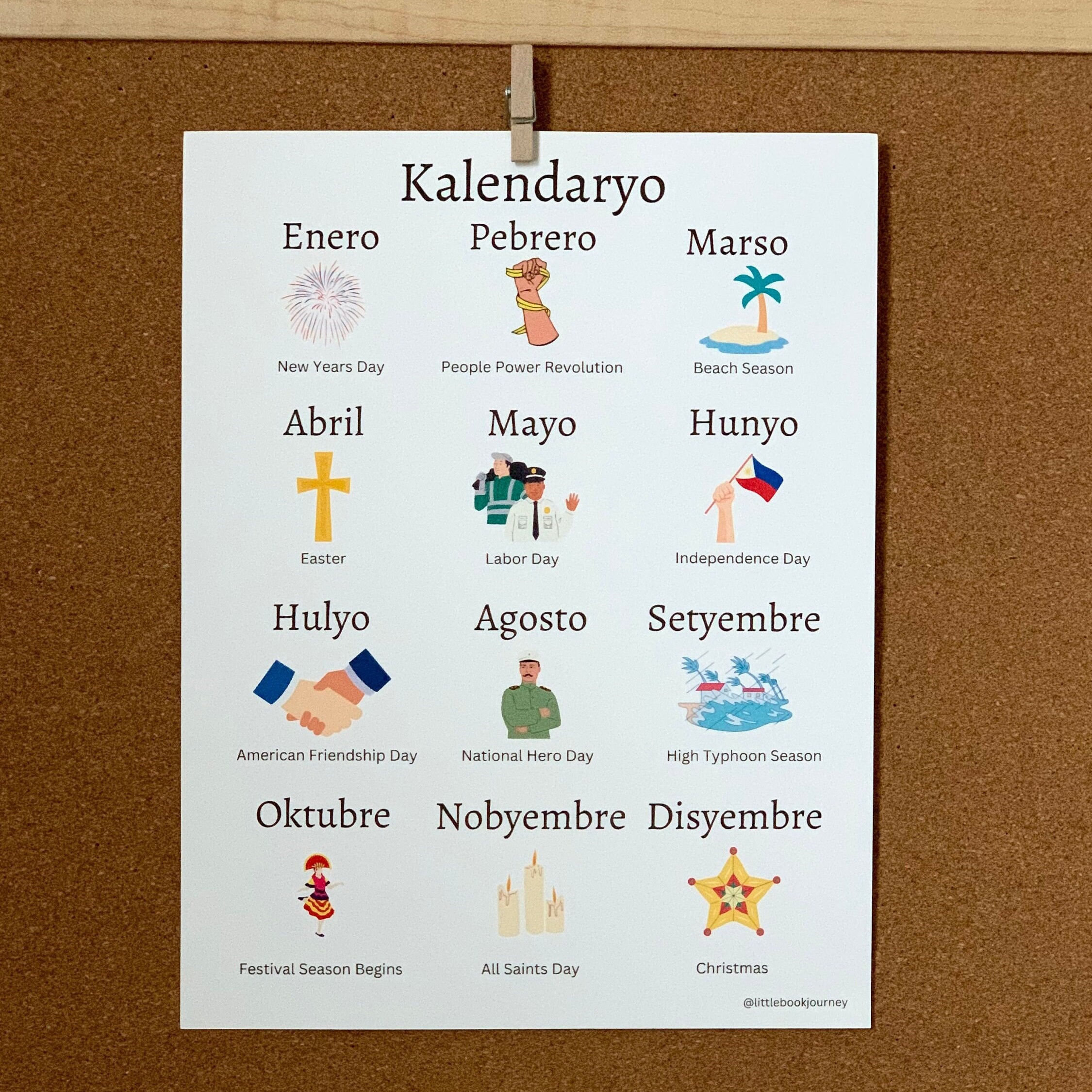 Filipino Months of the Year Calendar tagalog for Children, Adults ...