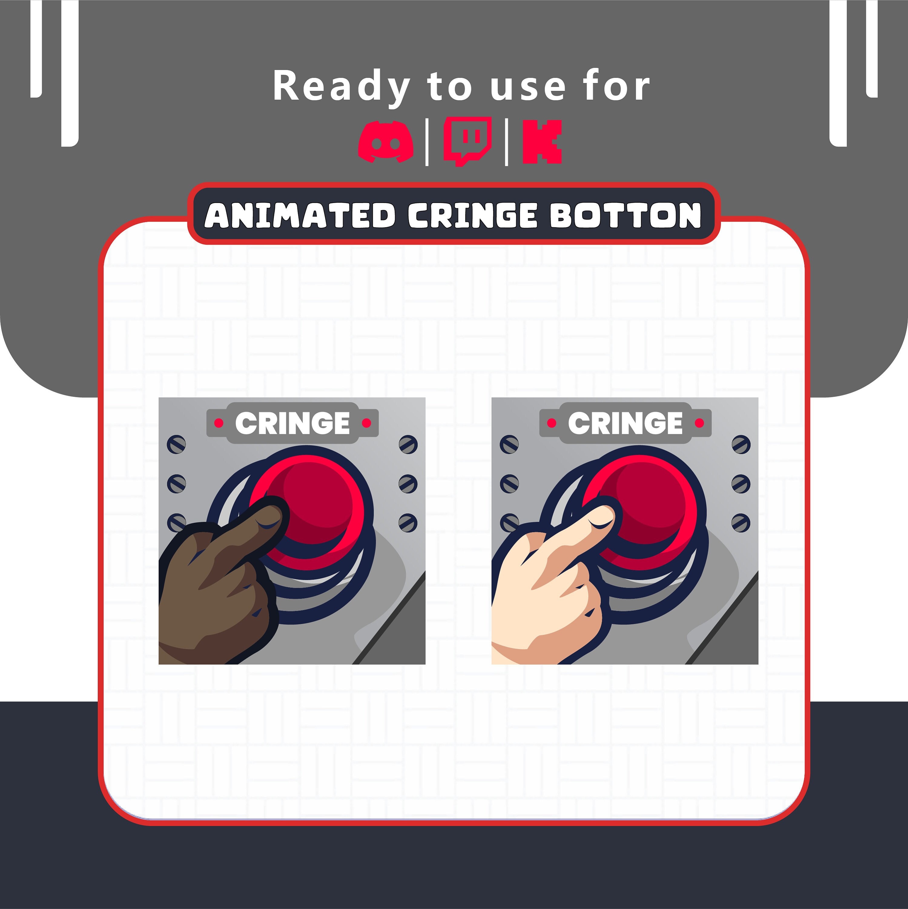 Animated Cringe Button Emote - Animated + Static Versions for Twitch, Kick, and Discord - Etsy