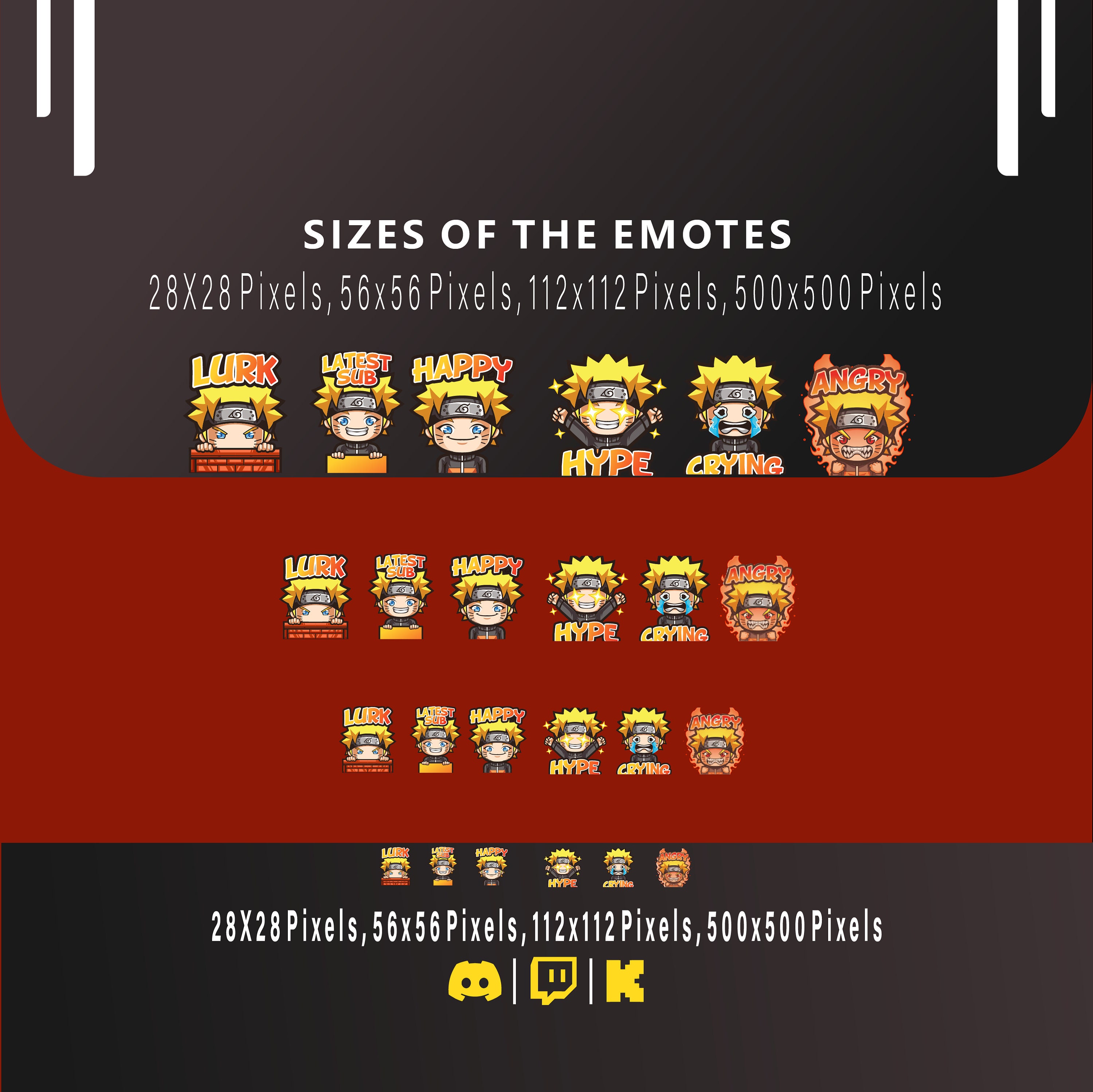Naruto Inspired Ninja Chibi Emotes Pack 6 Anime Emotes for Twitch, Kick ...