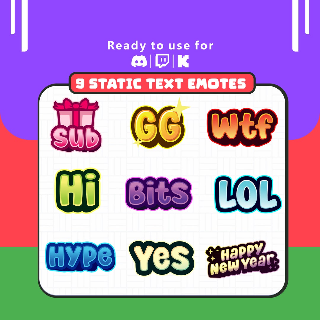 9 Cool Static Text Emotes for Twitch, Kik, Discord, and More! - Etsy