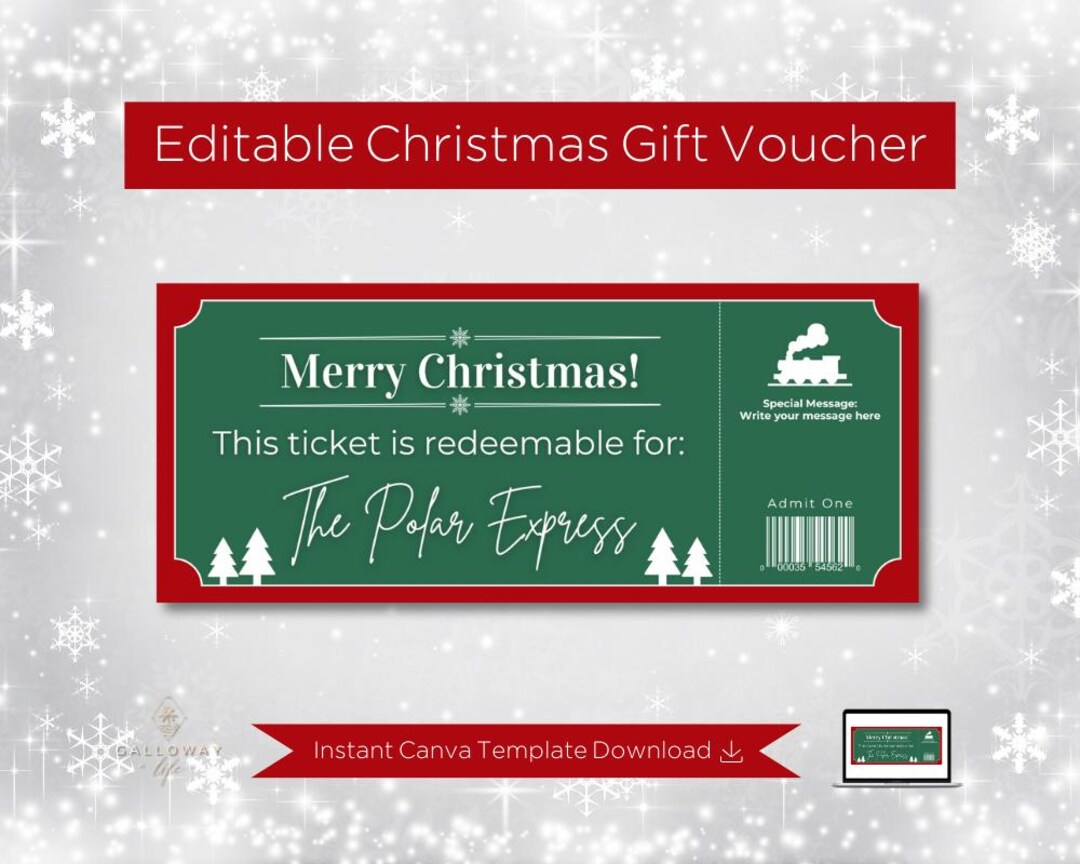 Polar Express Christmas Ticket: Editable Gift Voucher (digital Product ...