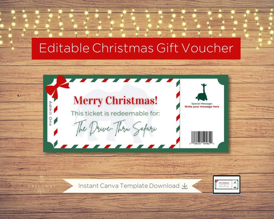 Christmas Drive Thru Safari Gift Voucher: Customizable Ticket (digital ...