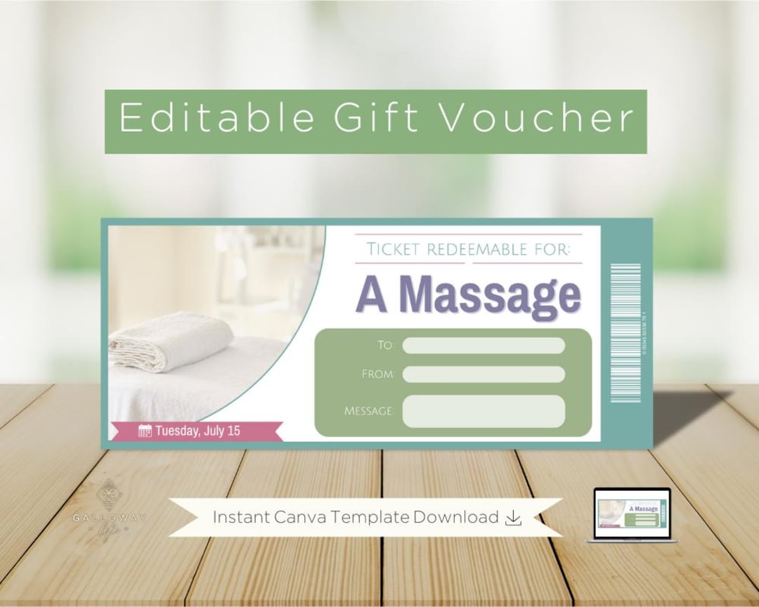 Massage Gift Voucher: Customizable Ticket (digital Product); Editable ...