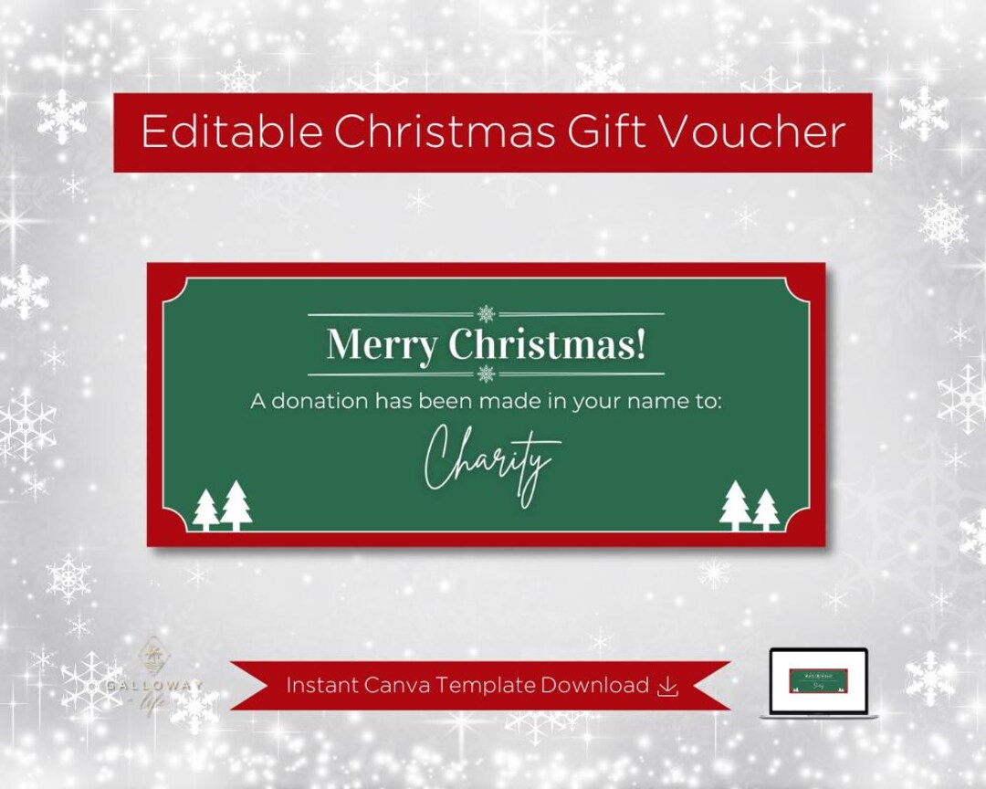 Charity Donation Gift Ticket: Customizable Christmas Voucher (digital ...
