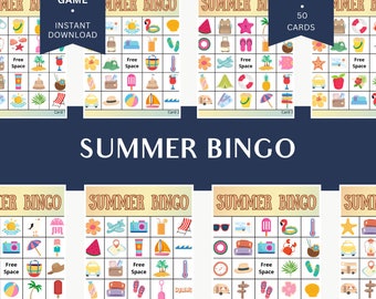 Summer Bingo 30 Cards, Printable Summer Bingo Game, Summer Printable ...