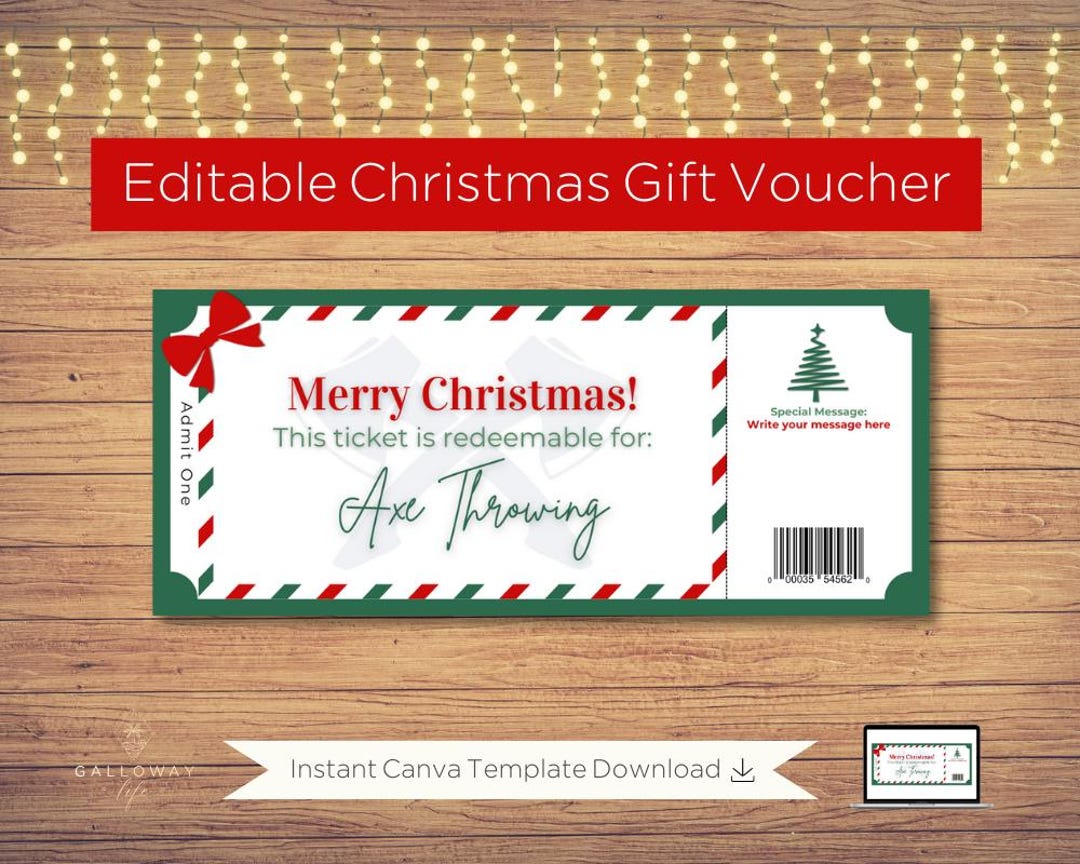 Christmas Axe Throwing Gift Voucher: Customizable Ticket (digital ...