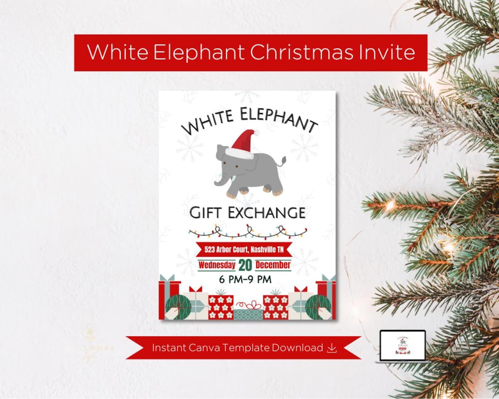 White Elephant Gift Exchange Flyer, Invitation - Etsy