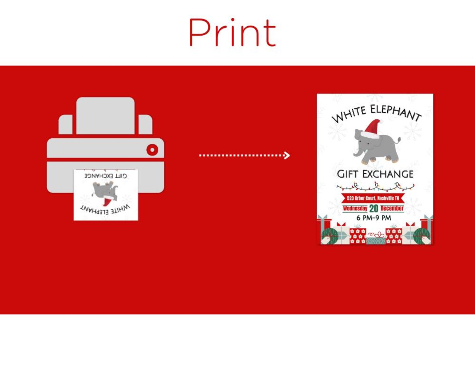 White Elephant Gift Exchange Flyer Template: Customizable Invitation ...