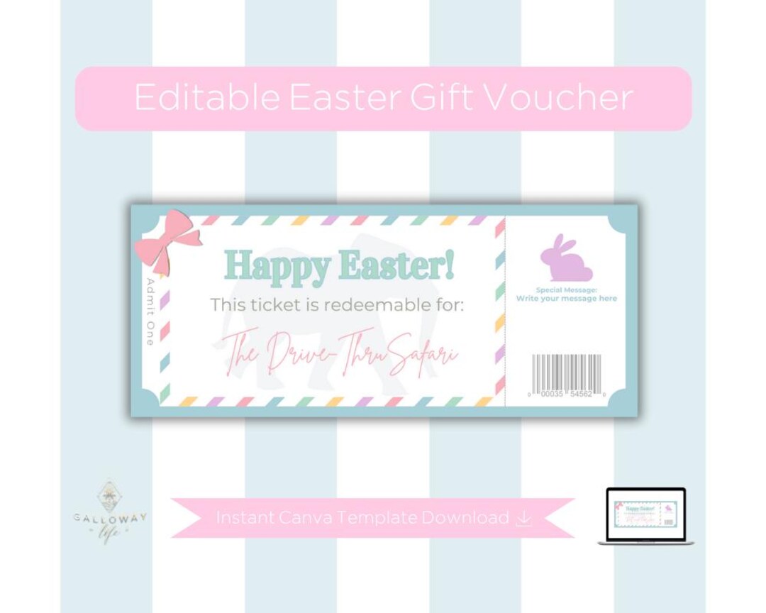 Easter Drive-thru Safari Gift Voucher: Customizable Ticket (digital ...