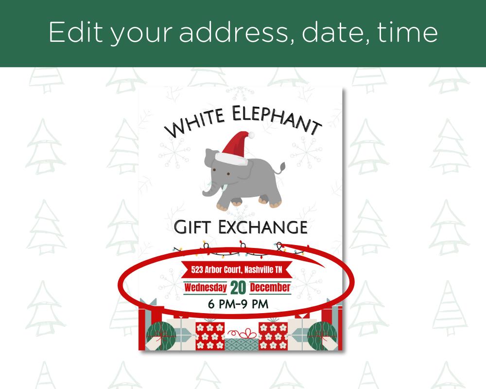 White Elephant Gift Exchange Flyer, Invitation - Etsy