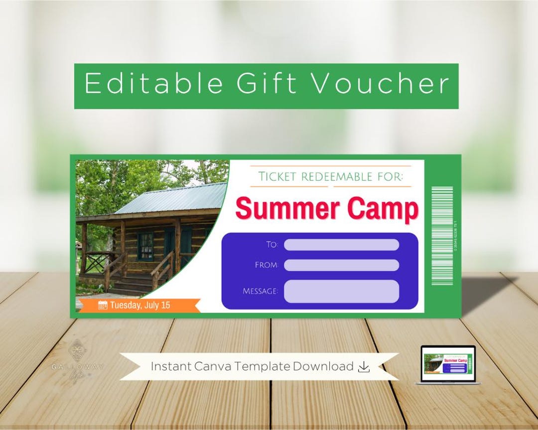 Summer Camp Gift Voucher: Customizable Ticket (digital Product ...