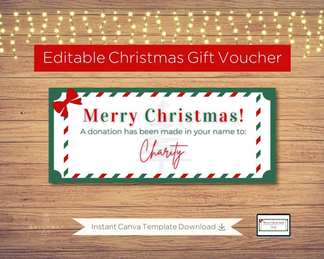 Charity Donation Gift Ticket: Customizable Christmas Voucher (digital ...
