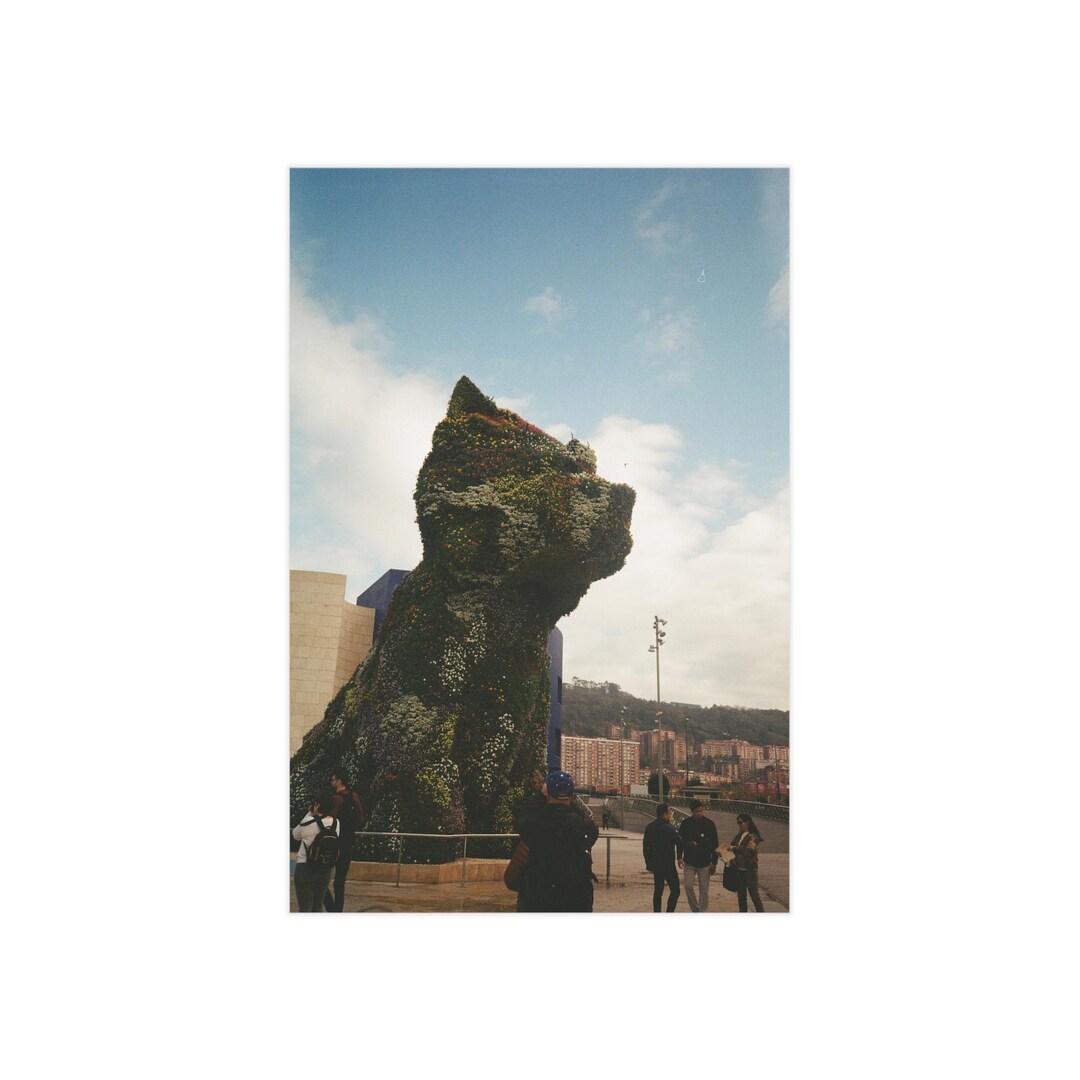Art Print, Guggenheim Museum Guarded by Puppy, Wall Art Decor, Dog ...