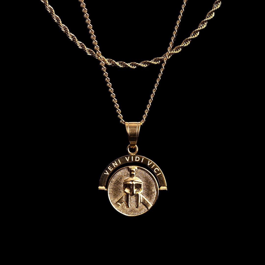 Stoicism Mens Rope Chain Jewelry, Greek Necklace, Stoic Pendant, 18K ...