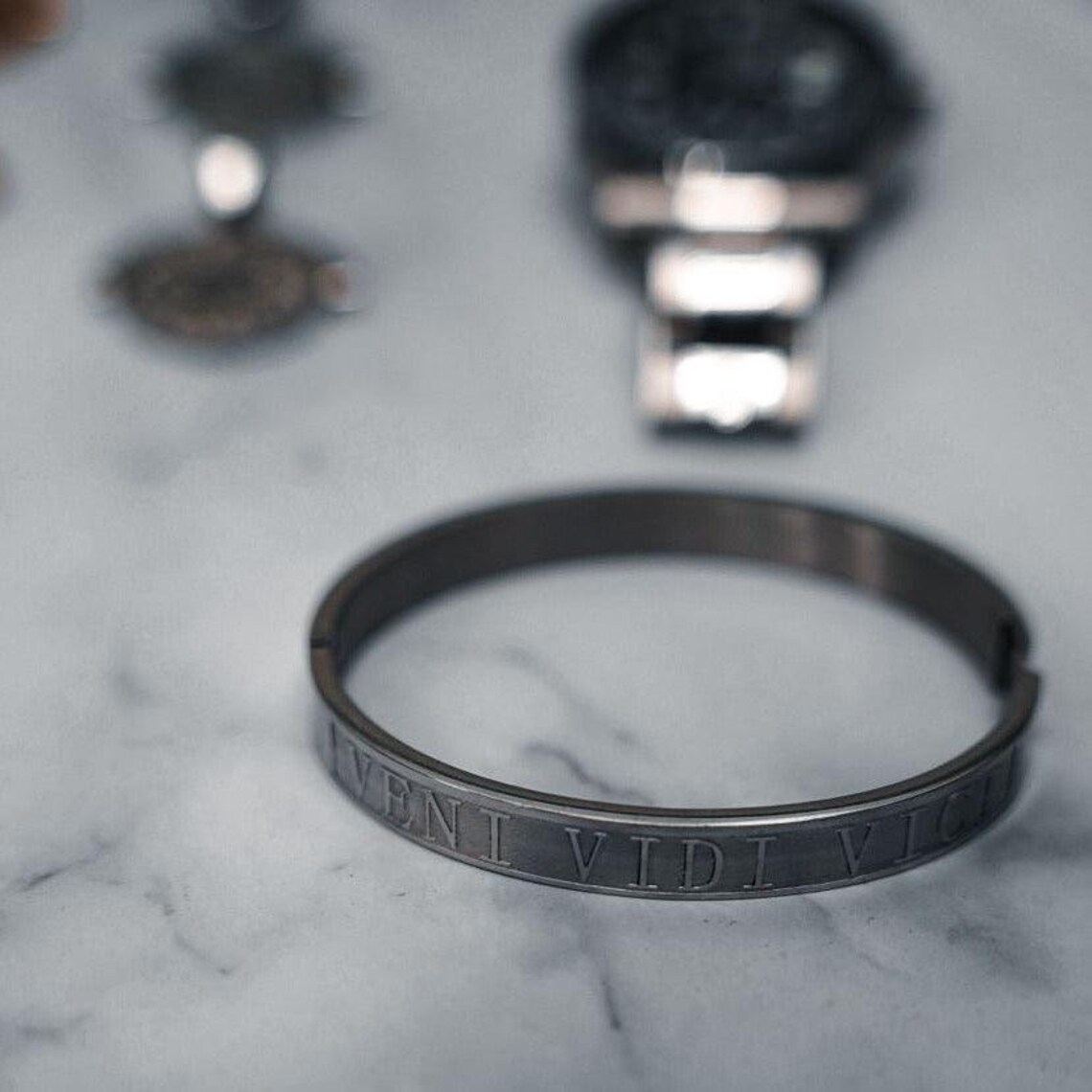 Veni Vidi Vici Cuff Bracelet | Spartan Mens Jewelry | Latin Phrase | I ...