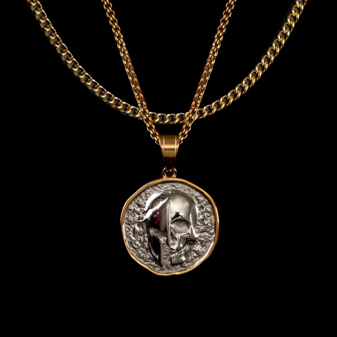 Stoic Pendant, Greek Necklace, Skull Jewelry, Memento Mori, Mens Chain ...