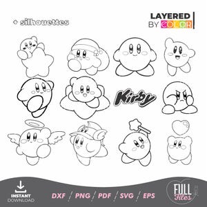 Kirby Bundles Clip Art, SVG, DXF, Png, Eps, Pdf, Instant Download, Cute ...
