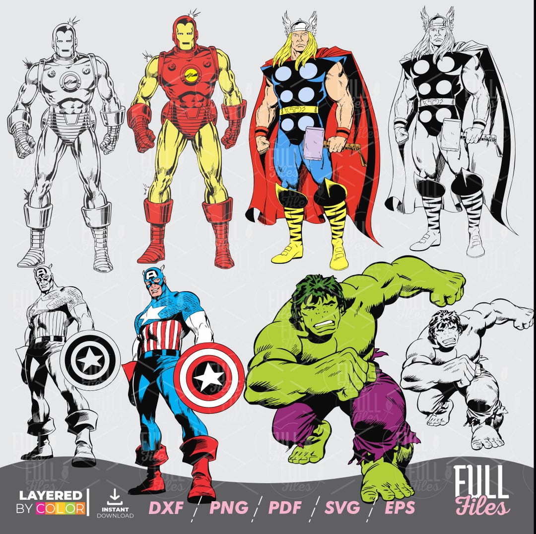 Avengers Clip Art, Svg, Eps, Dxf, Png, Pdf, Cricut, Silhouette, Laser ...