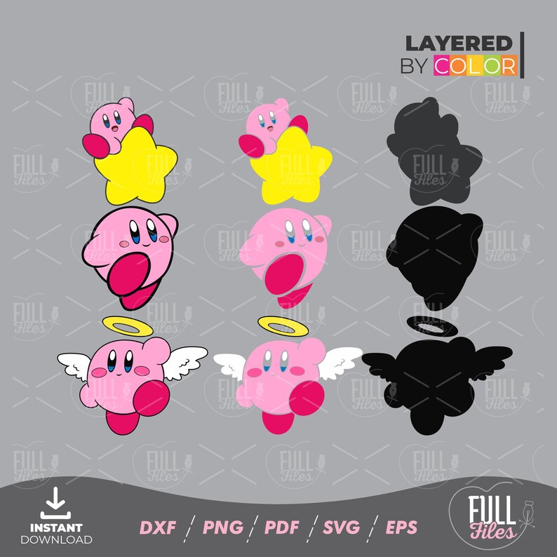 Kirby Bundles Clip Art, SVG, DXF, Png, Eps, Pdf, Instant Download, Cute ...