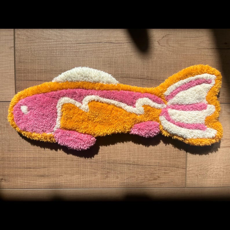 Handmade Tufted Fish Wall Art, Soft Tufted, Textile Tapestry, Cozy ...