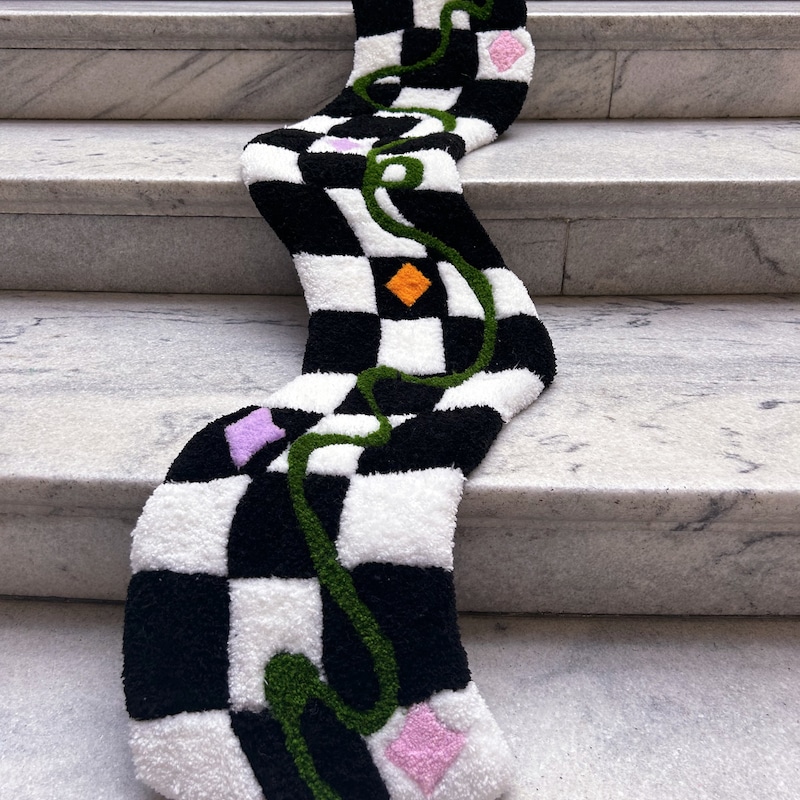 Checkered Rug Runner - Etsy